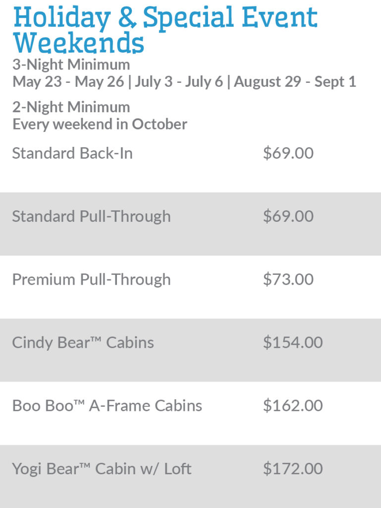 Yogi Bear’s Jellystone Park™ Camp-Resort Lake Charles | Rates